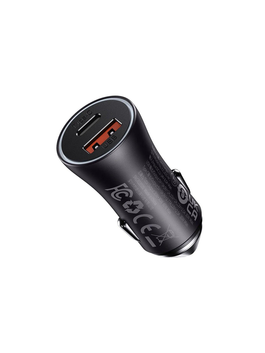 Baseus Golden Contactor Max Fast Car Charger USB + USB Type C 60 W Qui ...